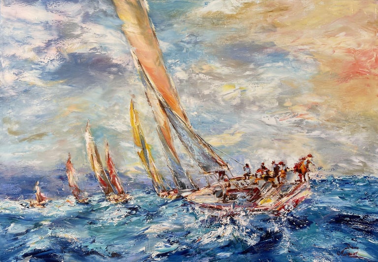 Diana Malivani - Regatta, Painting, Oil on Canvas For Sale at 1stDibs