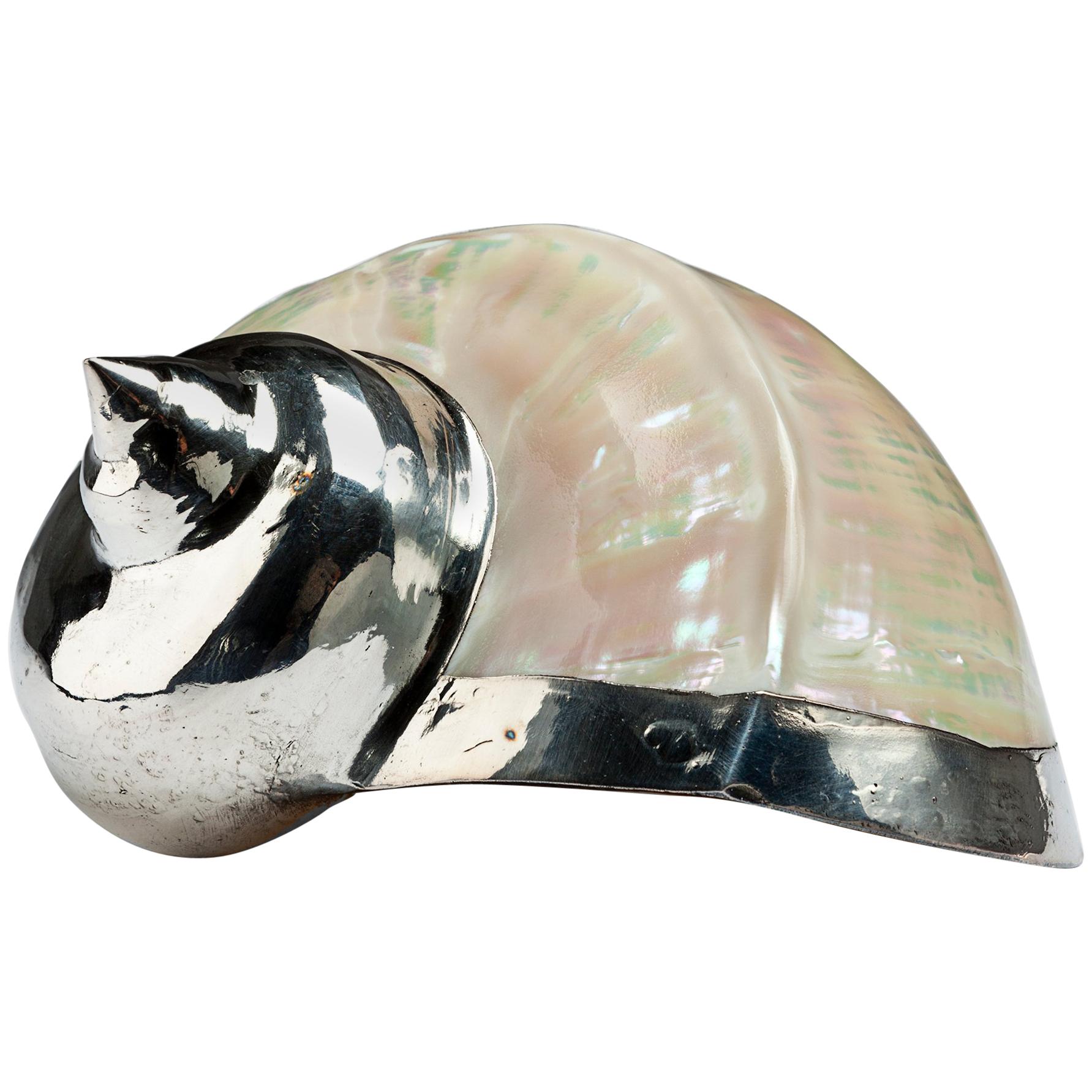 Diana Mother of Pearl Partially Silvered Sea Shell at 1stDibs