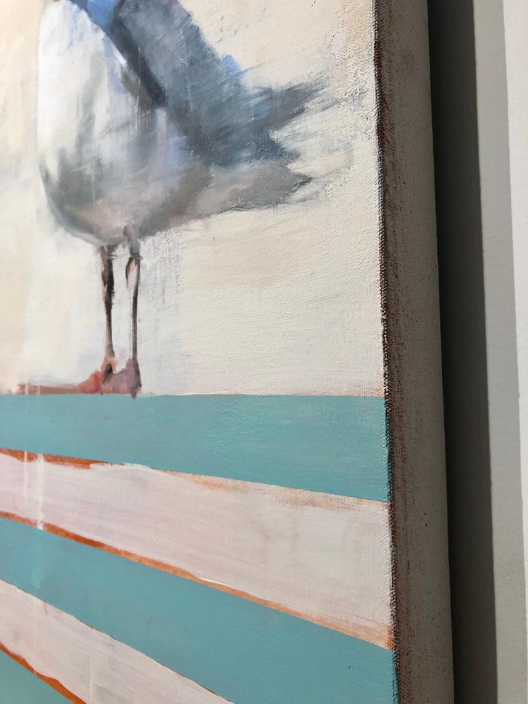 Diana Tremaine - Boardwalk / abstract blue and white nature - oil on canvas at 1stDibs