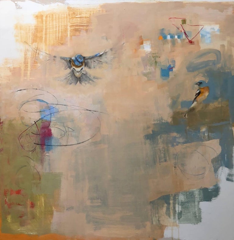 Diana Tremaine - Lazuli Bunting / oil on canvas - birds in flight at 1stDibs