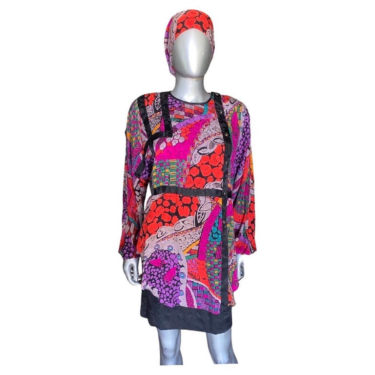 Diane Freis Vintage 3 Piece Printed Silk Set Blouse Skirt and Scarf ...