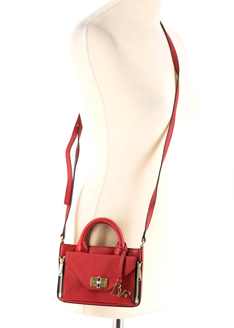 Diane von Furstenberg Red Mini Secret Agent Bag For Sale at 1stDibs