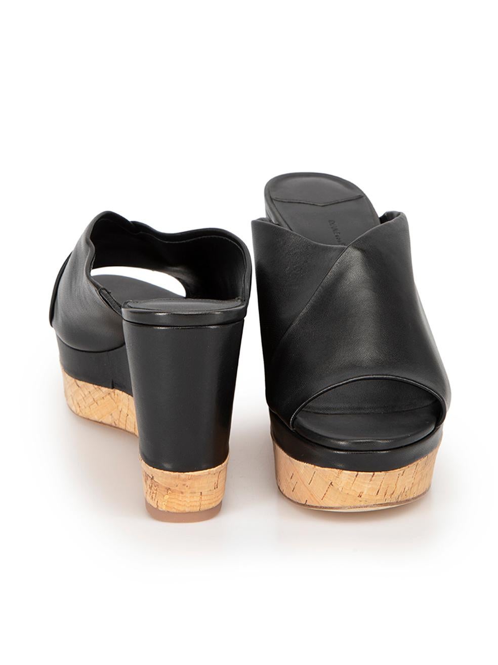 Diane Von Furstenberg Women's Black Leather Cork Wedge Sandals For Sale ...