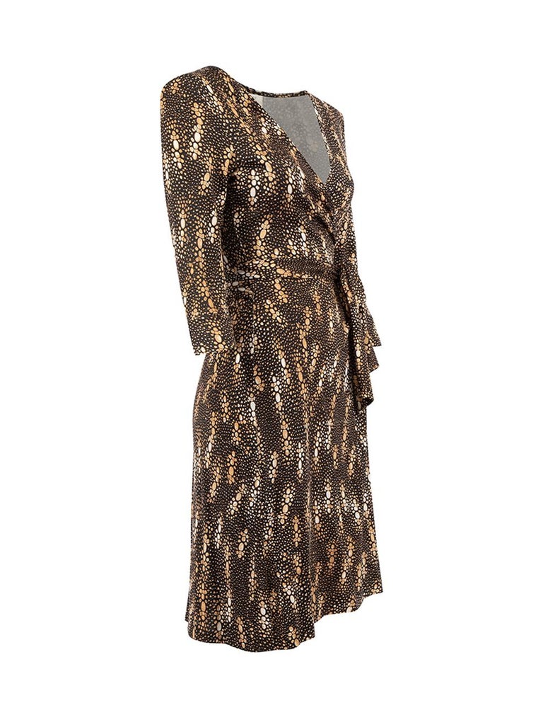 Diane Von Furstenberg Women's Vintage Brown Printed Wrap Dress For Sale ...