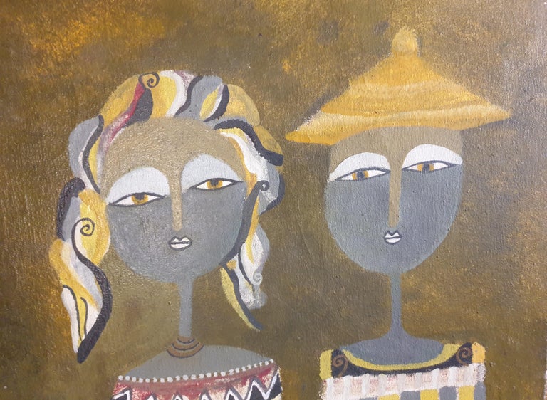 Diatta Seck - A West African Senegalese Couple In Boubou Attire. Oil on ...