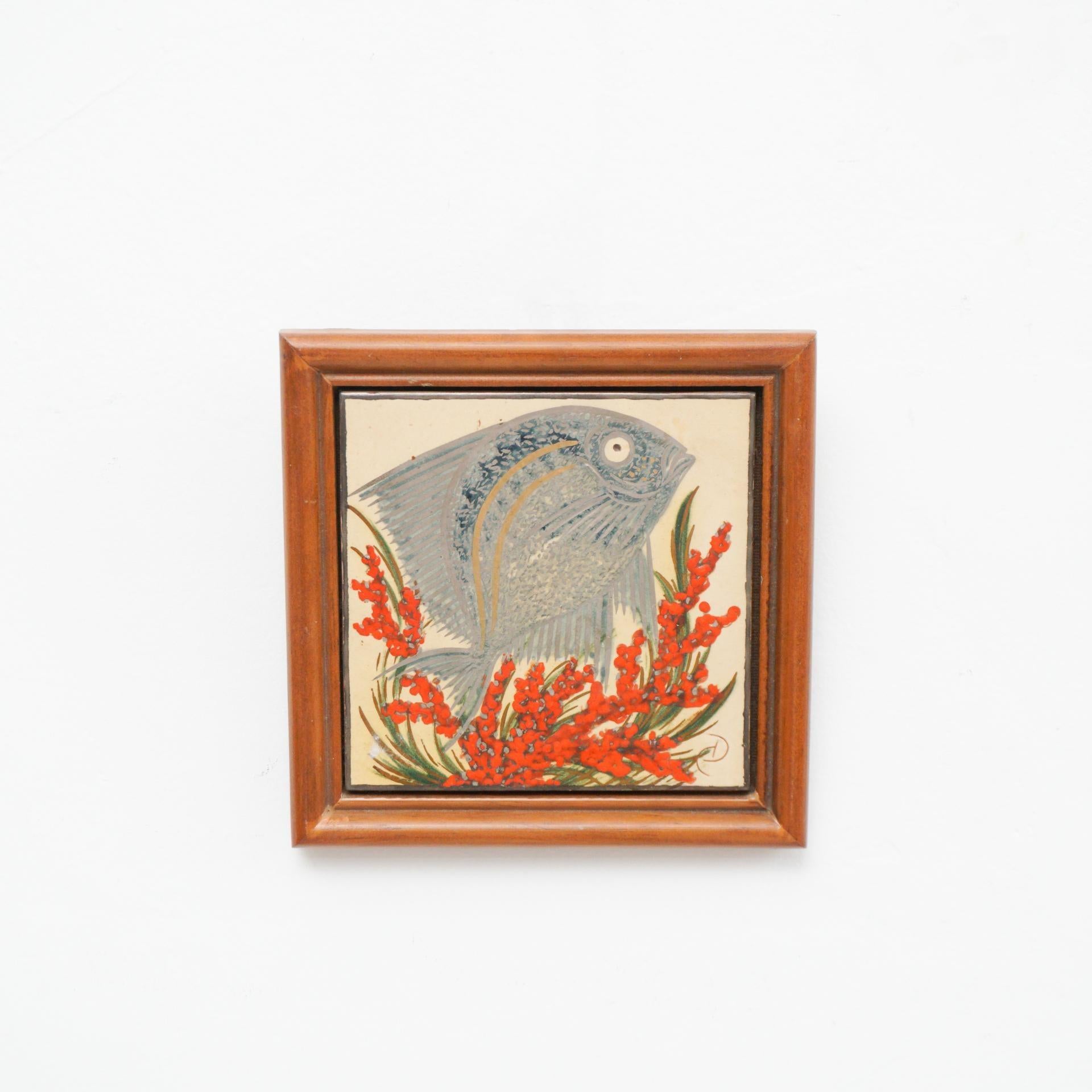 Diaz Costa Ceramic Hand Painted Artwork, circa 1960 For Sale at 1stDibs