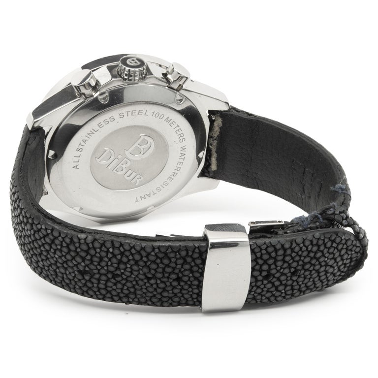 DiBur Stainless Steel Diamond Mother of Pearl Date For Sale at 1stDibs