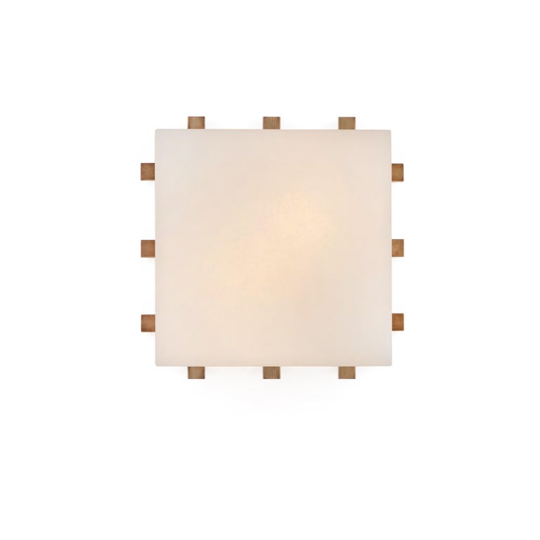 'Dice' Alabaster and Brass Wall or Ceiling Lamp by Denis De La Mesiere ...