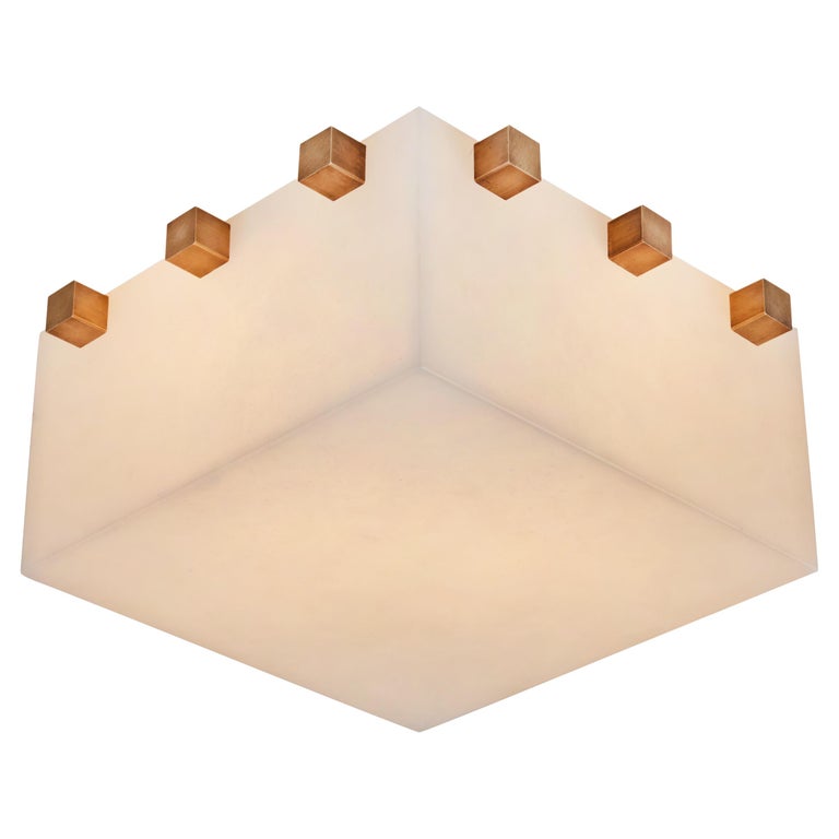 'Dice' Alabaster and Brass Wall or Ceiling Lamp by Denis De La Mesiere ...
