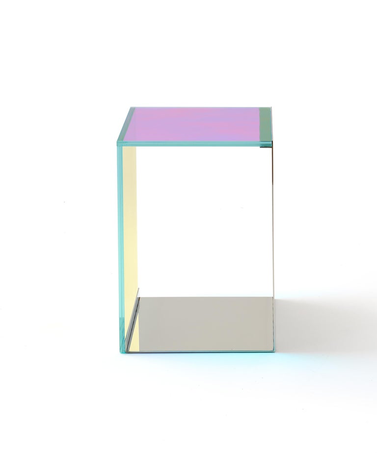 Dichroic Tables, Light Refracting Glass and Polished Stainless Steel ...