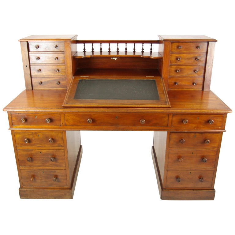 Dickens Desk, Antique Walnut Desk, Slant Front Desk, 1880, Antiques ...