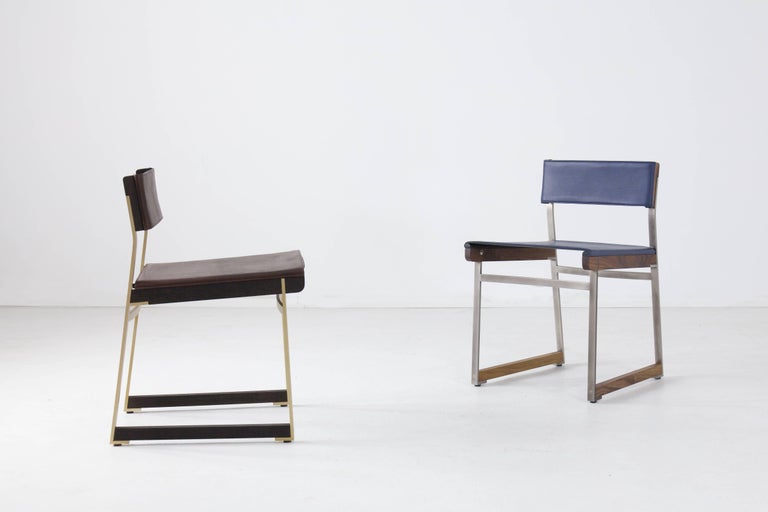 Diego Dining Chair in Leather, American Hardwood and Steel For Sale at ...