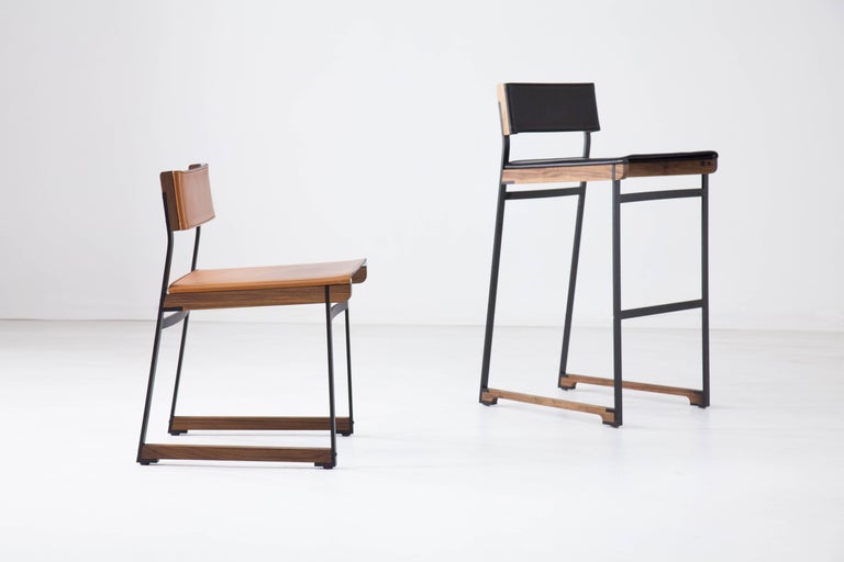 Diego Dining Chair in Leather, American Hardwood and Steel For Sale at ...