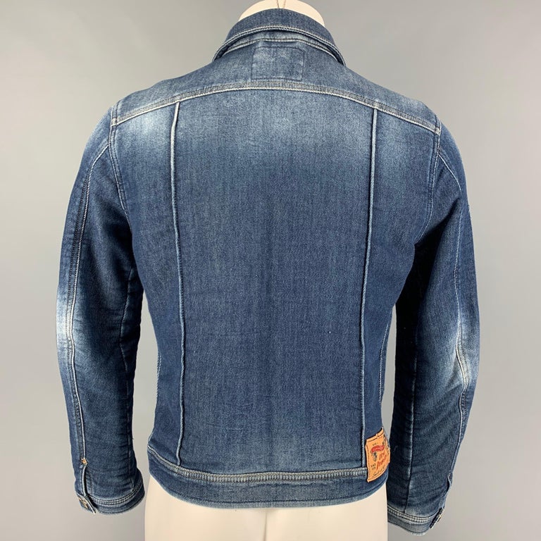 DIESEL Size M Indigo Wash Cotton Blend Trucker Jacket For Sale at 1stDibs