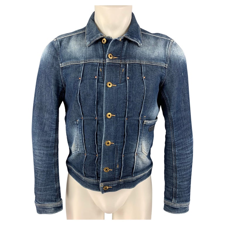 DIESEL Size M Indigo Wash Cotton Blend Trucker Jacket For Sale at 1stDibs