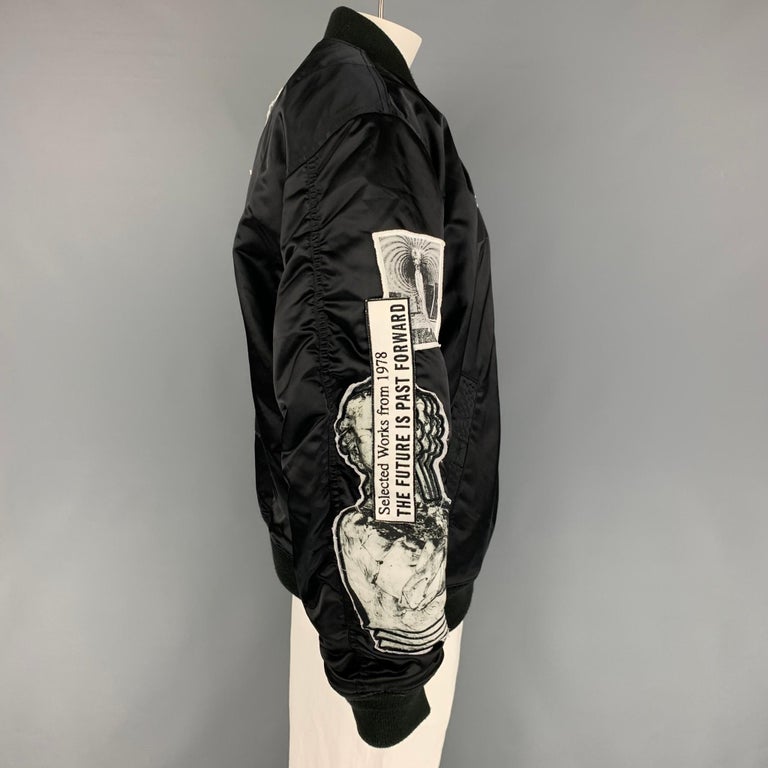 DIESEL Size XL Black White Patches Nylon Reversible Jacket at 1stDibs