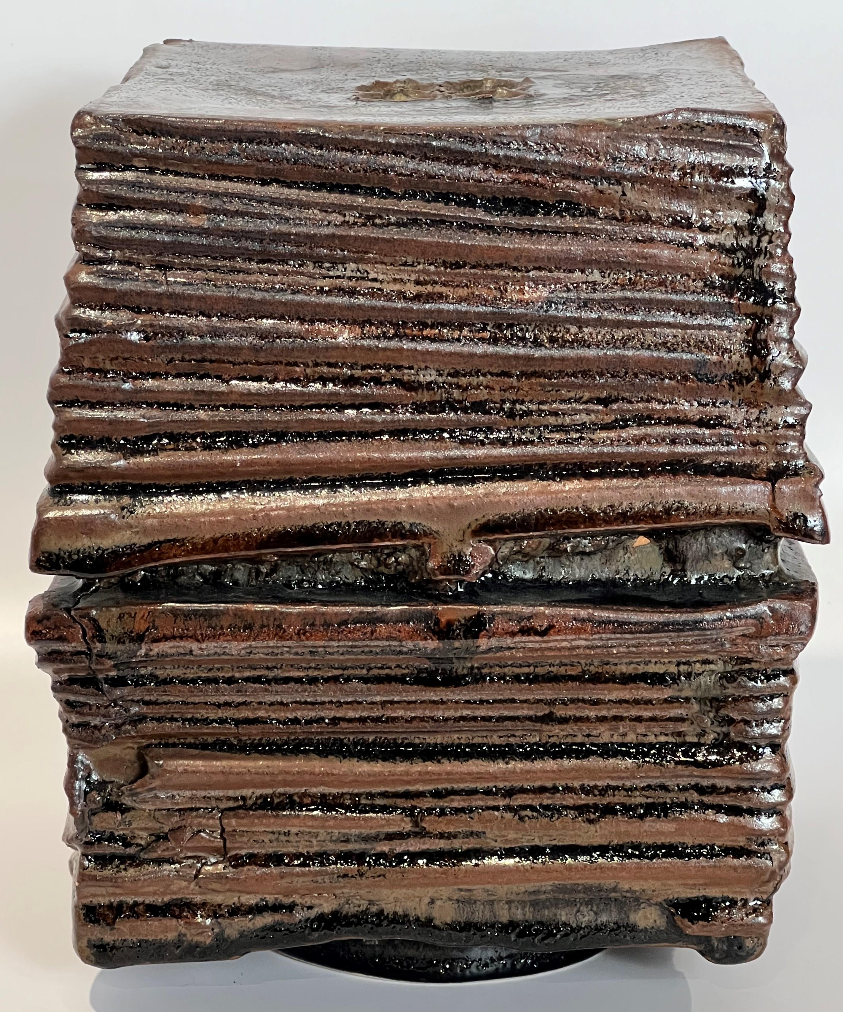 Dieter Crumbiegel German Brutalist altered form brown iron glaze at 1stDibs