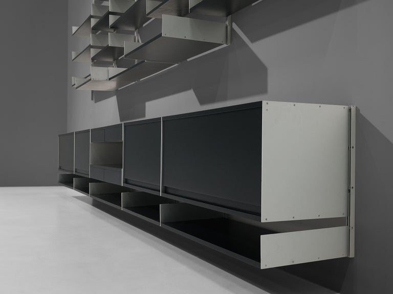 Dieter Rams for Vitsoe Large Modular Wall Unit in Aluminum and Black ...