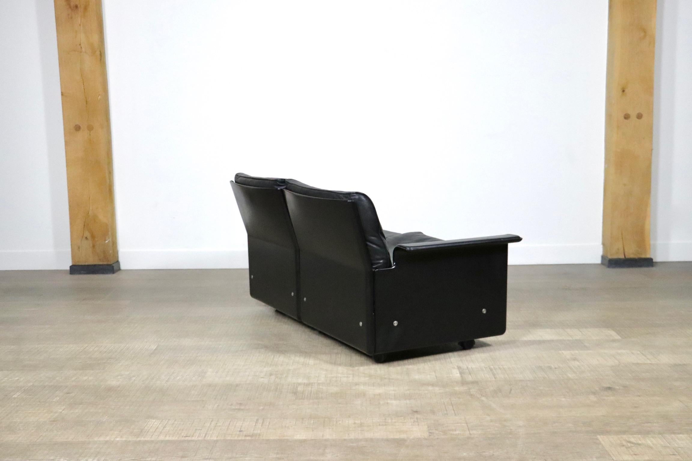 Dieter Rams Model 620 Two Seater Sofa In Black Leather For Vitsoe ...
