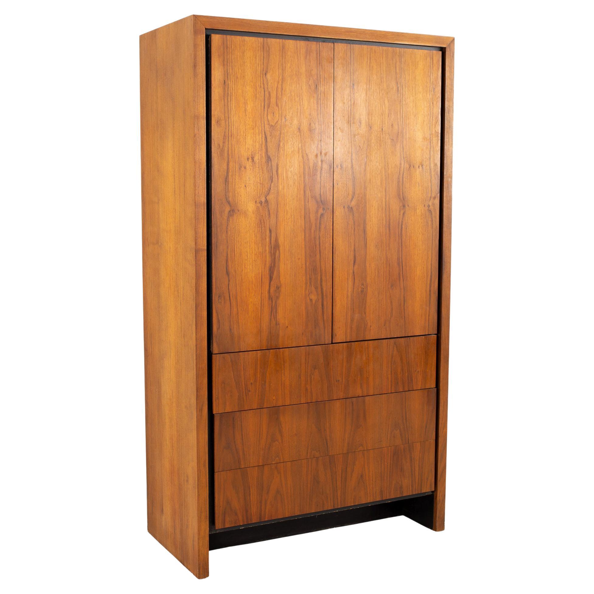 Mid-Century Modern Walnut Armoire Gentlemans Chest at 1stDibs