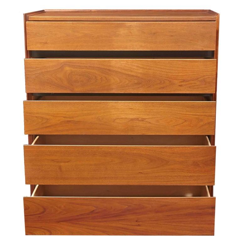 Dillingham Mid-Century Modern Walnut Five-Drawer Dresser at 1stDibs