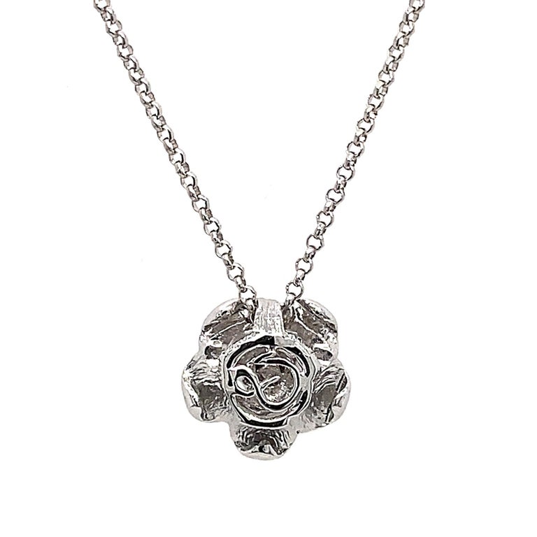 Dilys' Blooming Rose Diamond Necklace in 18K White Gold For Sale at 1stDibs