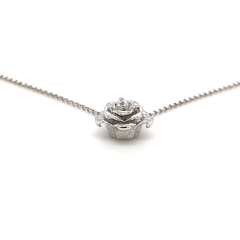 Dilys' Blooming Rose Diamond Necklace in 18K White Gold For Sale at 1stDibs