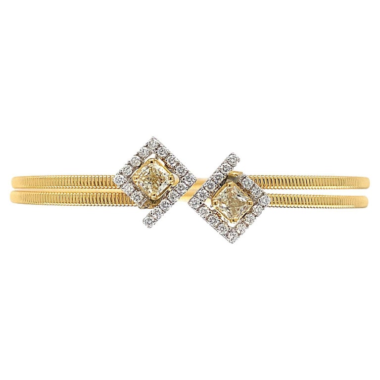 Dilys' Diamond Titanium and 18K Yellow Gold Bangle For Sale at 1stDibs