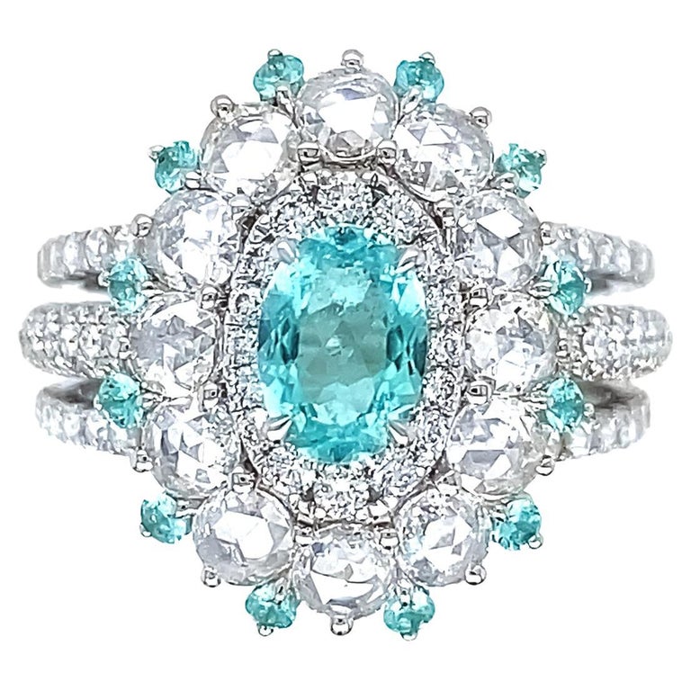 Dilys' Oval Brazilian Paraiba Tourmaline Diamond Cocktail Ring For Sale ...