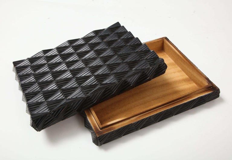 Dimensional Black Carved Bone Box For Sale at 1stDibs