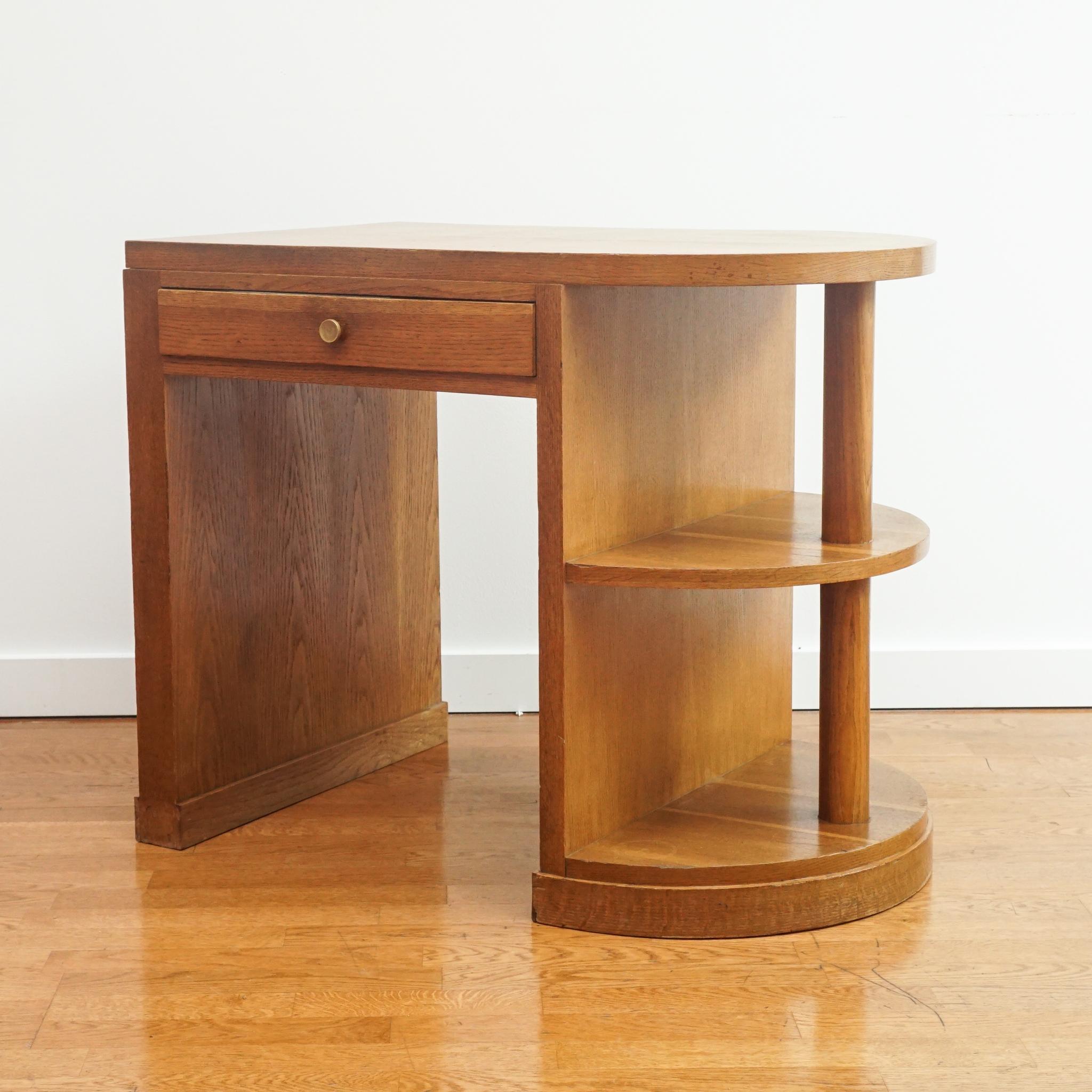 Diminutive French Oak Desk with Rounded End For Sale at 1stDibs