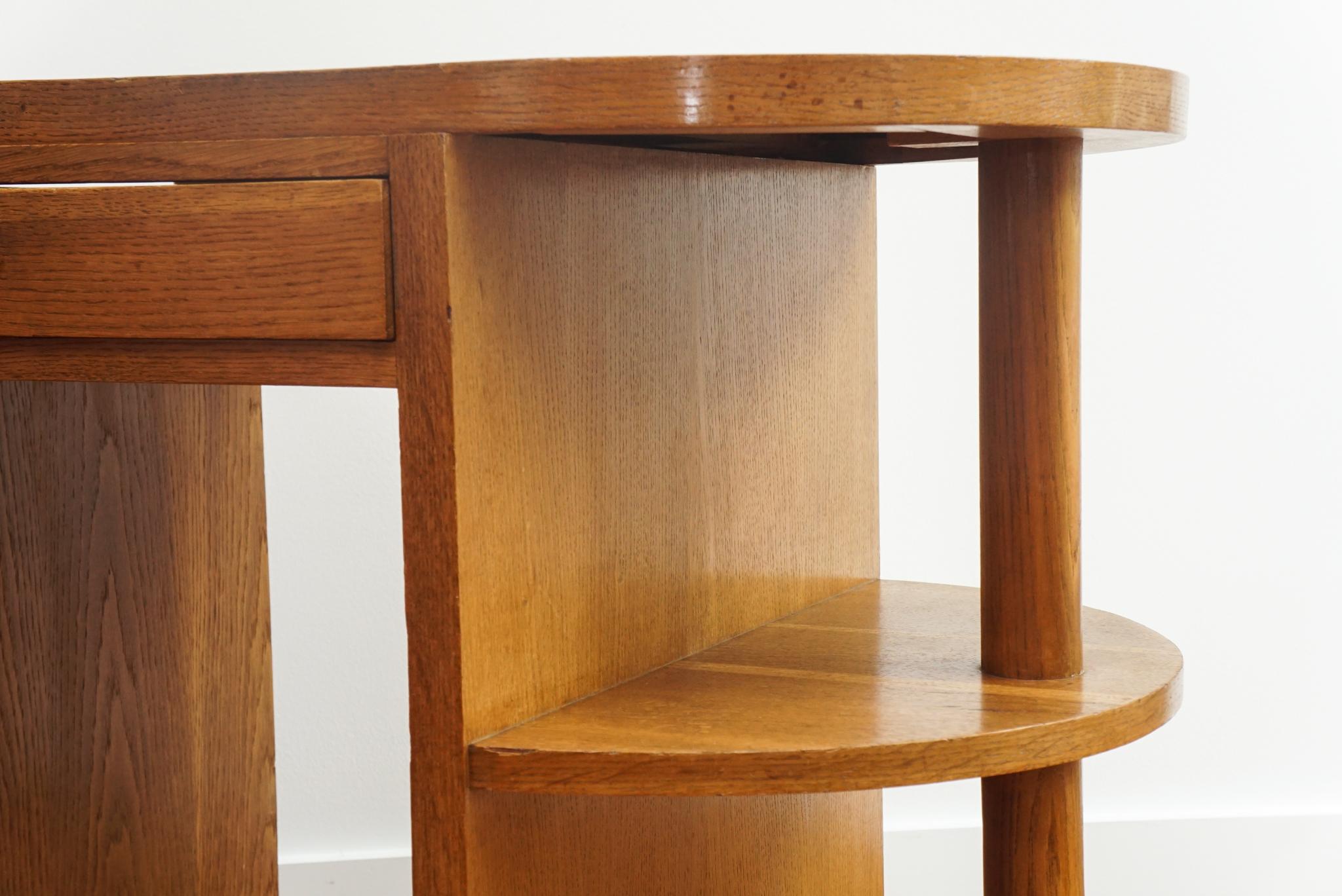 Diminutive French Oak Desk with Rounded End For Sale at 1stDibs