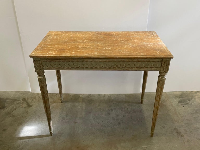 Diminutive Lovely Light Green Painted Carved English Table Writing Desk ...