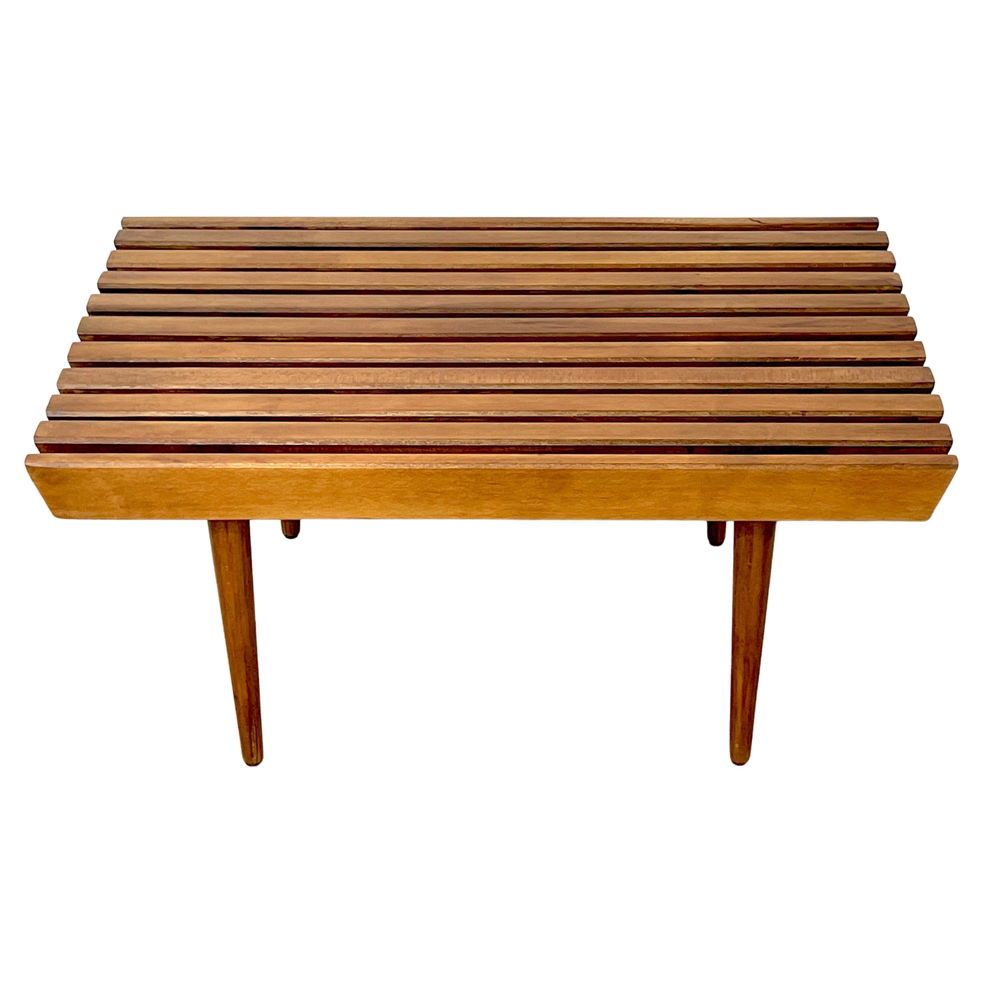 George Nelson Style Mid Century Chrome Slat Bench For Sale at 1stDibs