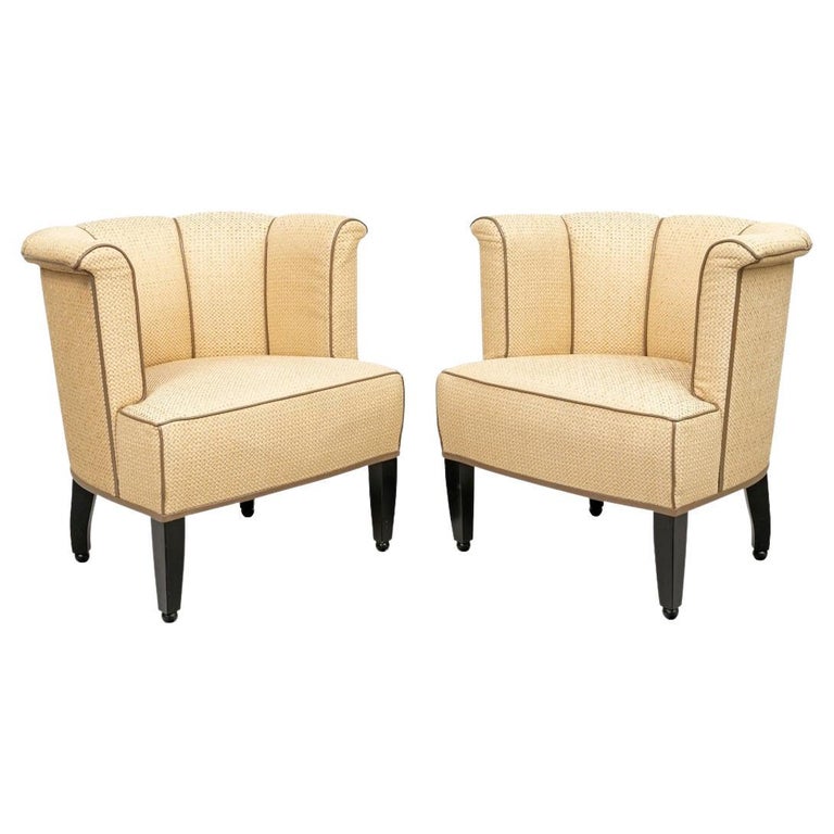 Diminutive Pair of Channel Back Club Chairs For Sale at 1stDibs