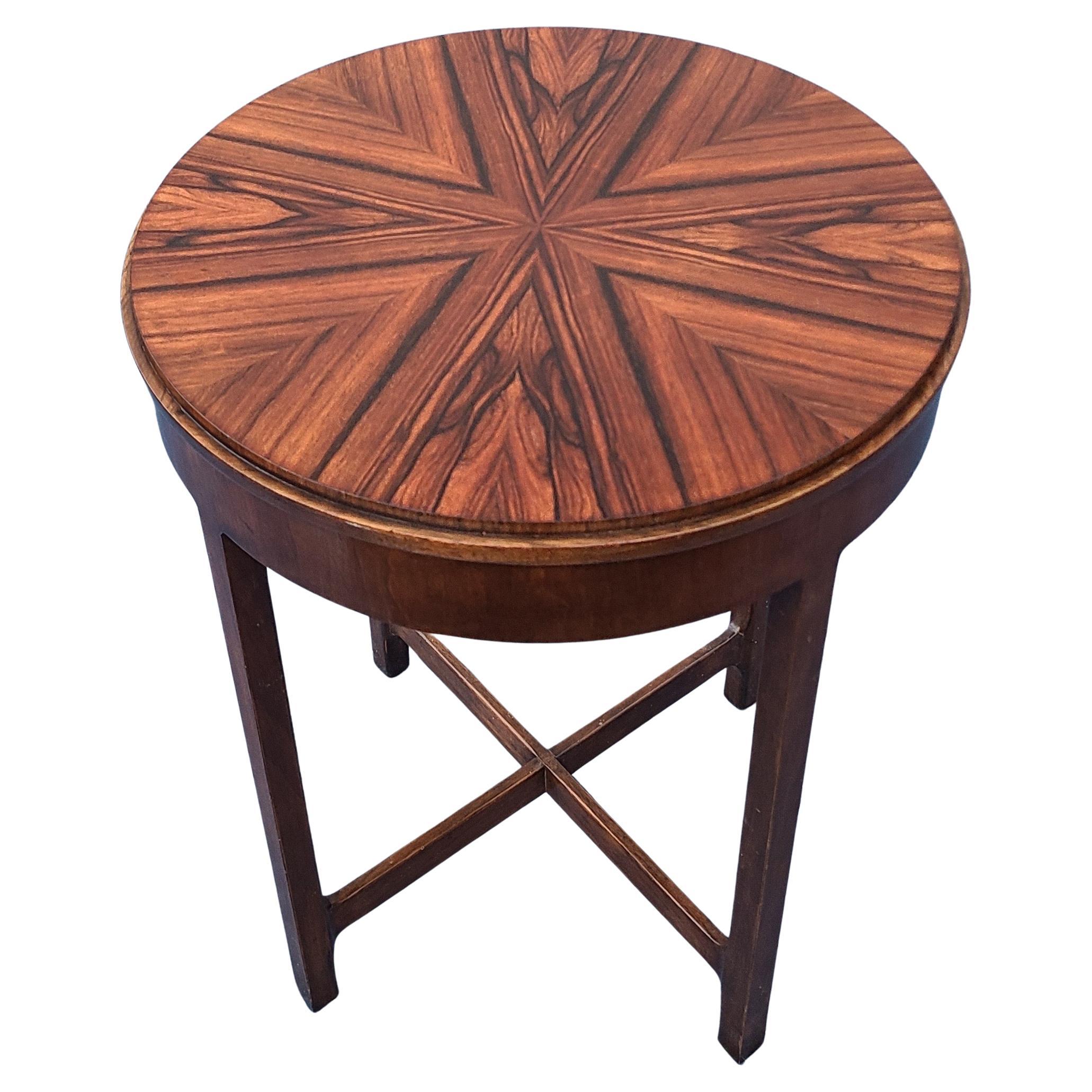 Pair of Baker Furniture Marble Walnut Side Tables For Sale at 1stDibs