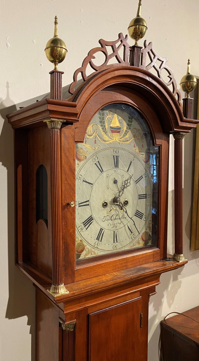 Diminutive Timothy Chandler Federal Cherry Case Tall Clock Concord NH ...
