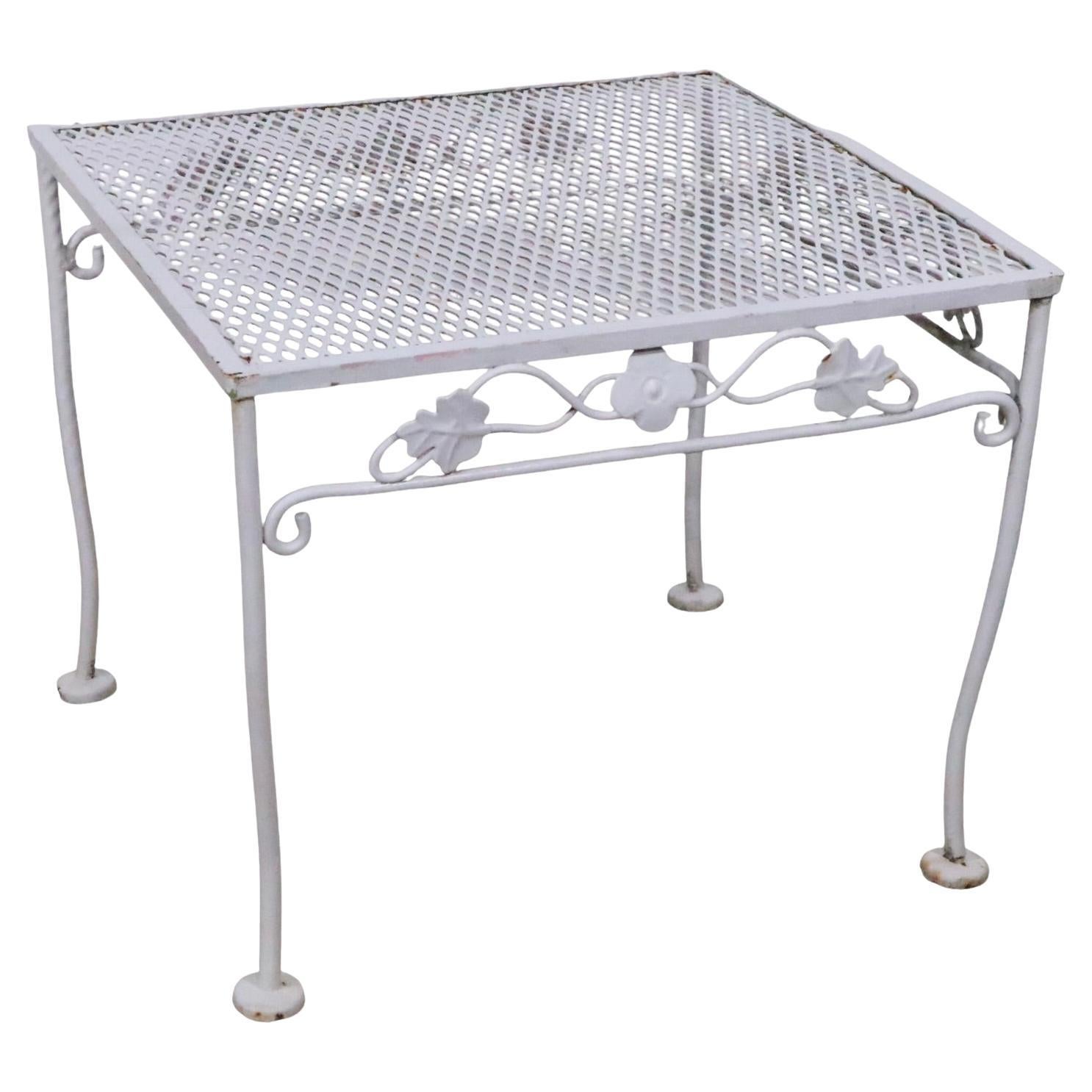 Diminutive Wrought Iron Garden Patio Poolside Table att. to Woodard ...