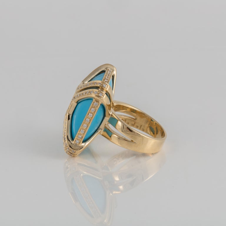 Di Modolo Favola Turquoise and Diamond Ring in 18K Gold For Sale at ...