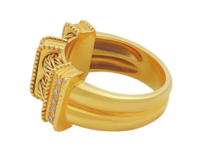 Dimos 18k Gold Neoclassic Knitted Ring with Diamonds For Sale at 1stDibs