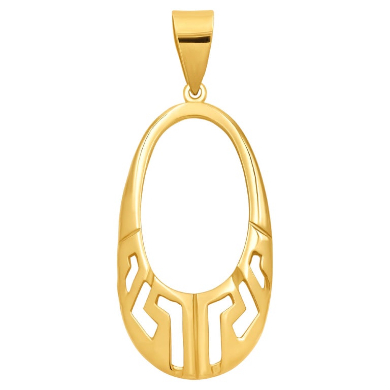Dimos 18k Gold Greek Key Oval Pendant For Sale at 1stDibs