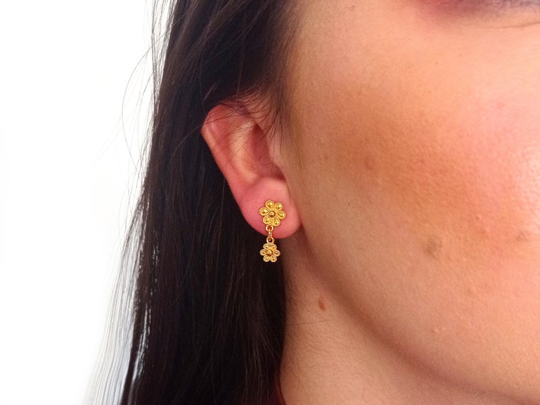 Dimos 18k Gold Rosettes Dangle Earrings For Sale at 1stDibs