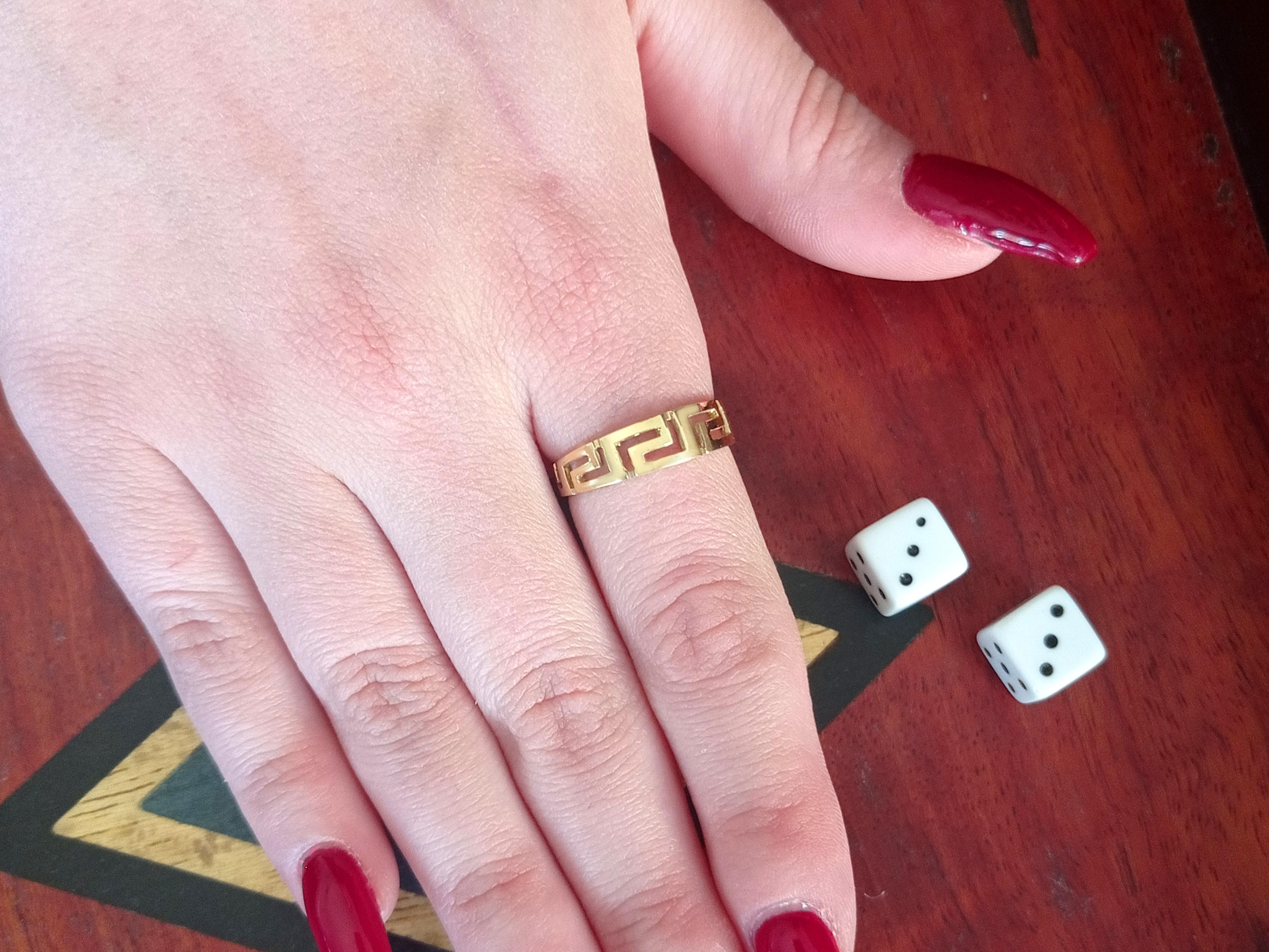 Dimos 18k Yellow Gold Greek Key Ring For Sale at 1stDibs | greek key ...