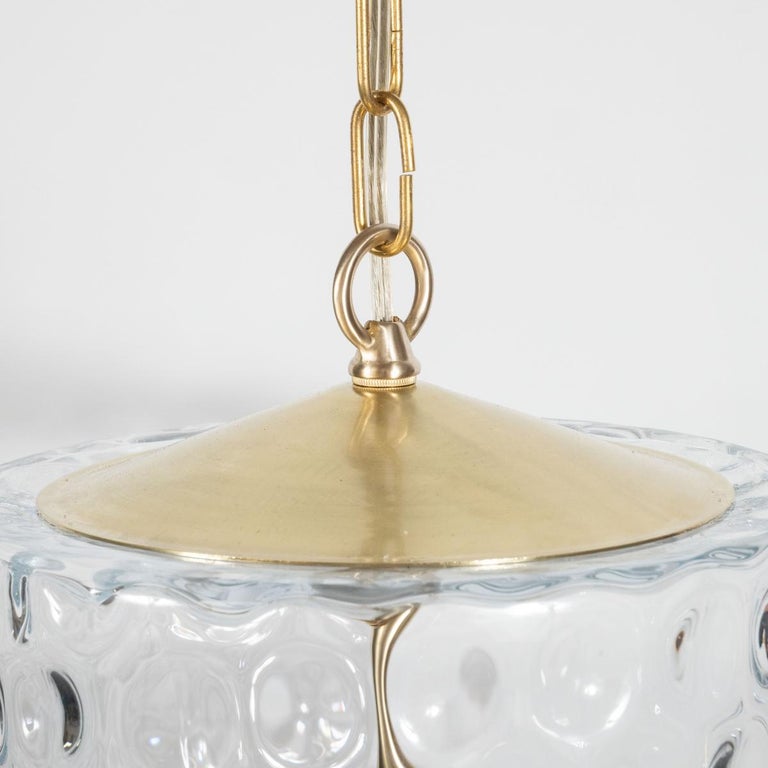 Dimpled Cylindrical Glass Pendant Fixture For Sale at 1stDibs