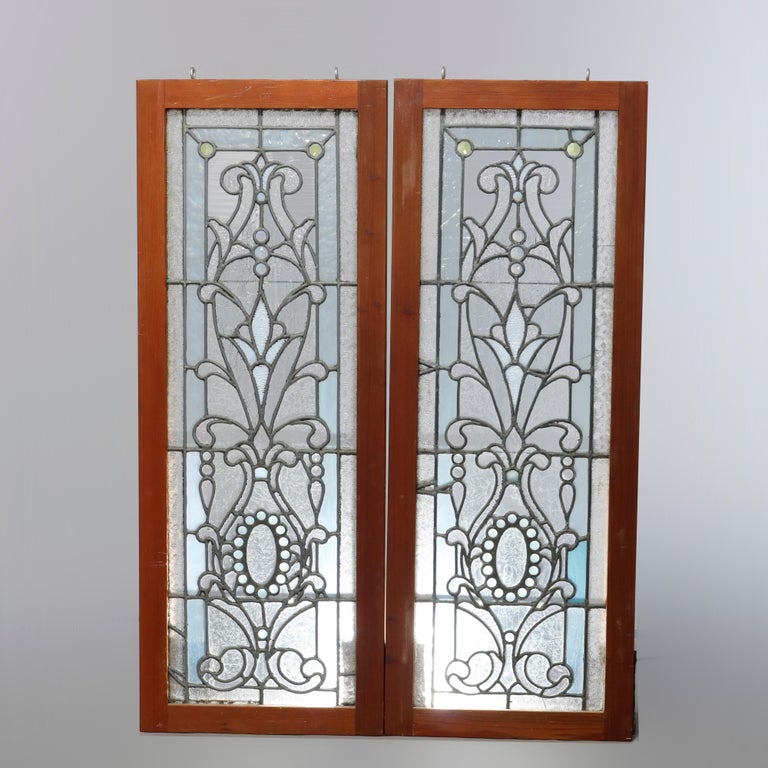DIMS Antique Set of Arts and Crafts Jeweled and Leaded Glass Windows ...
