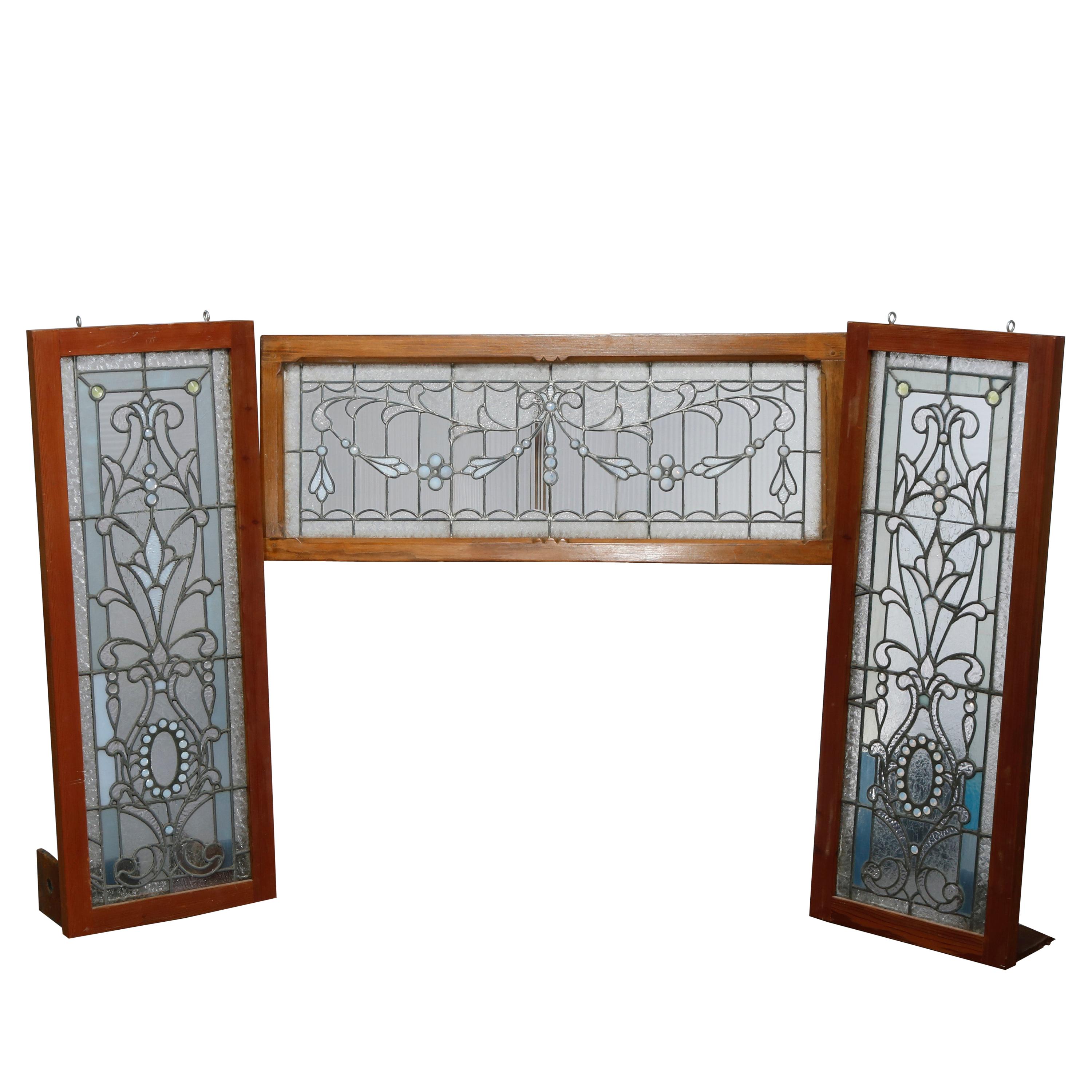 Large-scale Prairie School/Arts and Crafts Era Leaded Art Glass Windows ...