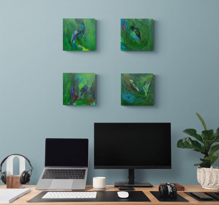 Dina Gardner - Staying Present, Original Contemporary Green Abstract ...