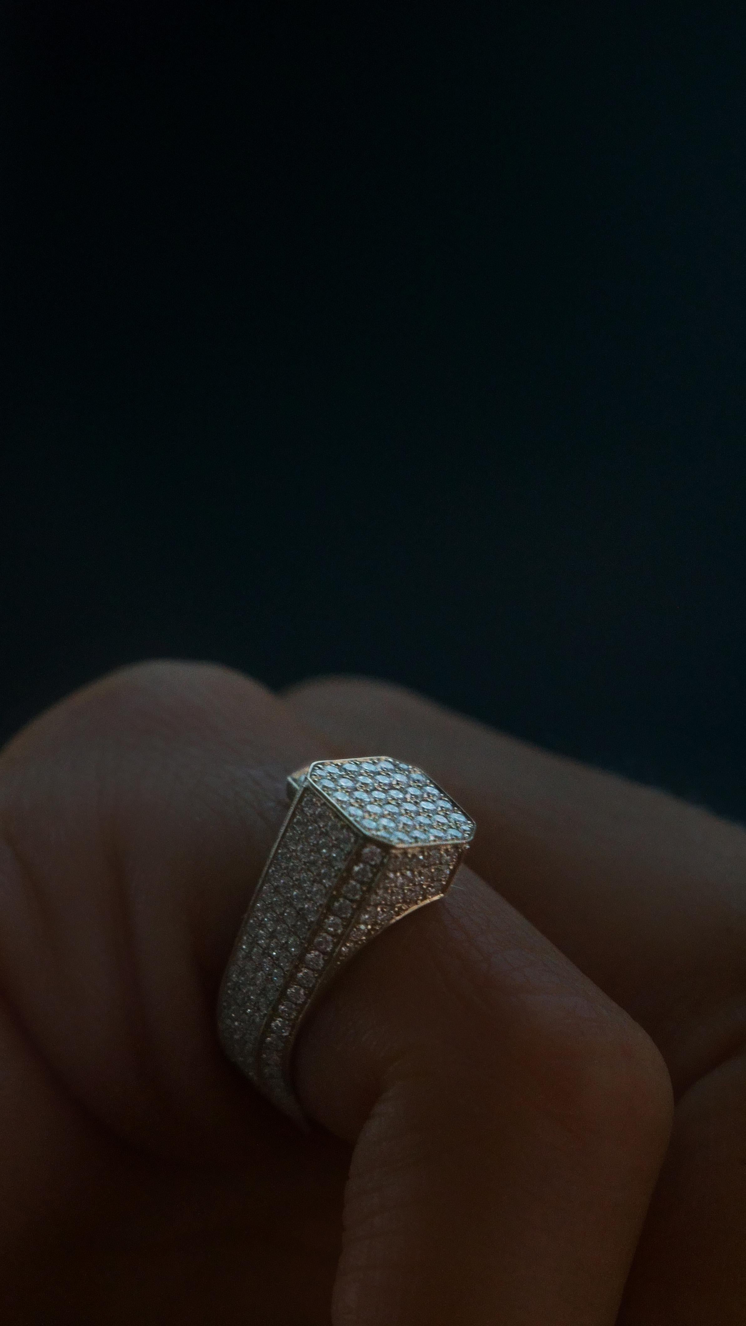Customizable Dina Kamal, Ra Pinky Ring, 18k Beige Gold with Natural ...