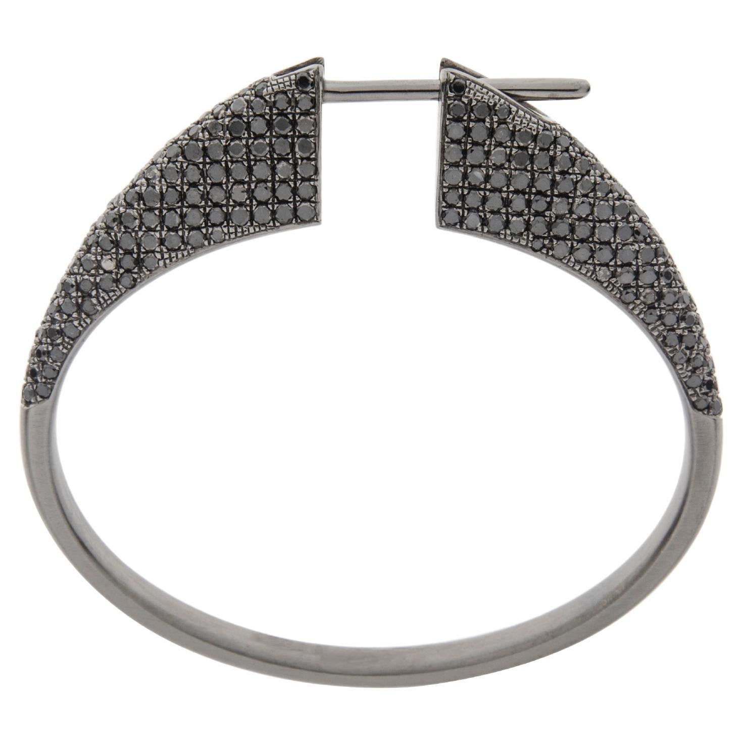 Dina Kamal, Tribal Earrings, 18k Black Gold with Black Diamonds For ...