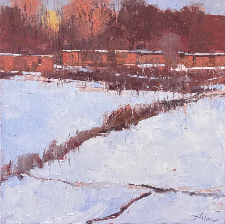 Dinah Worman - "Warm Light on Snow, " Oil Painting For Sale at 1stDibs ...